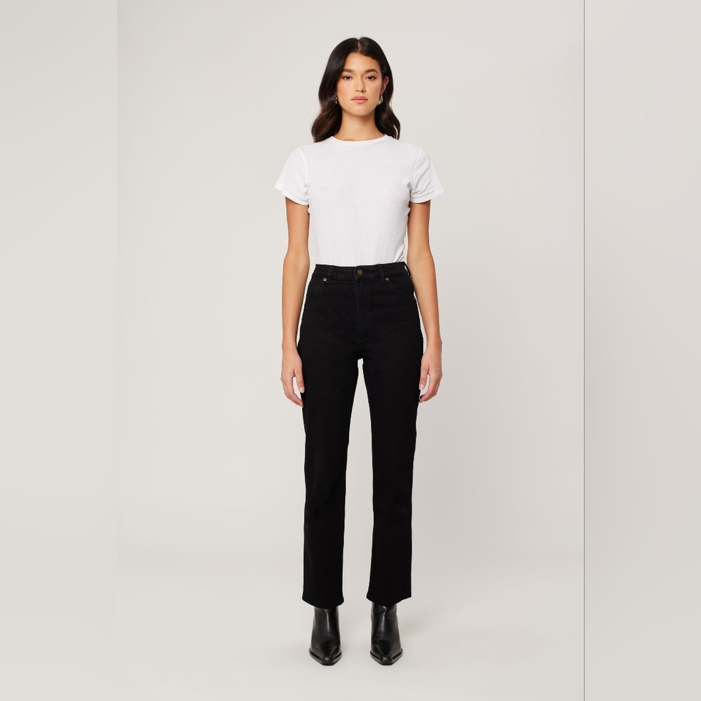 Rollas The Original High Rise Straight Jean In Black,… - Gem